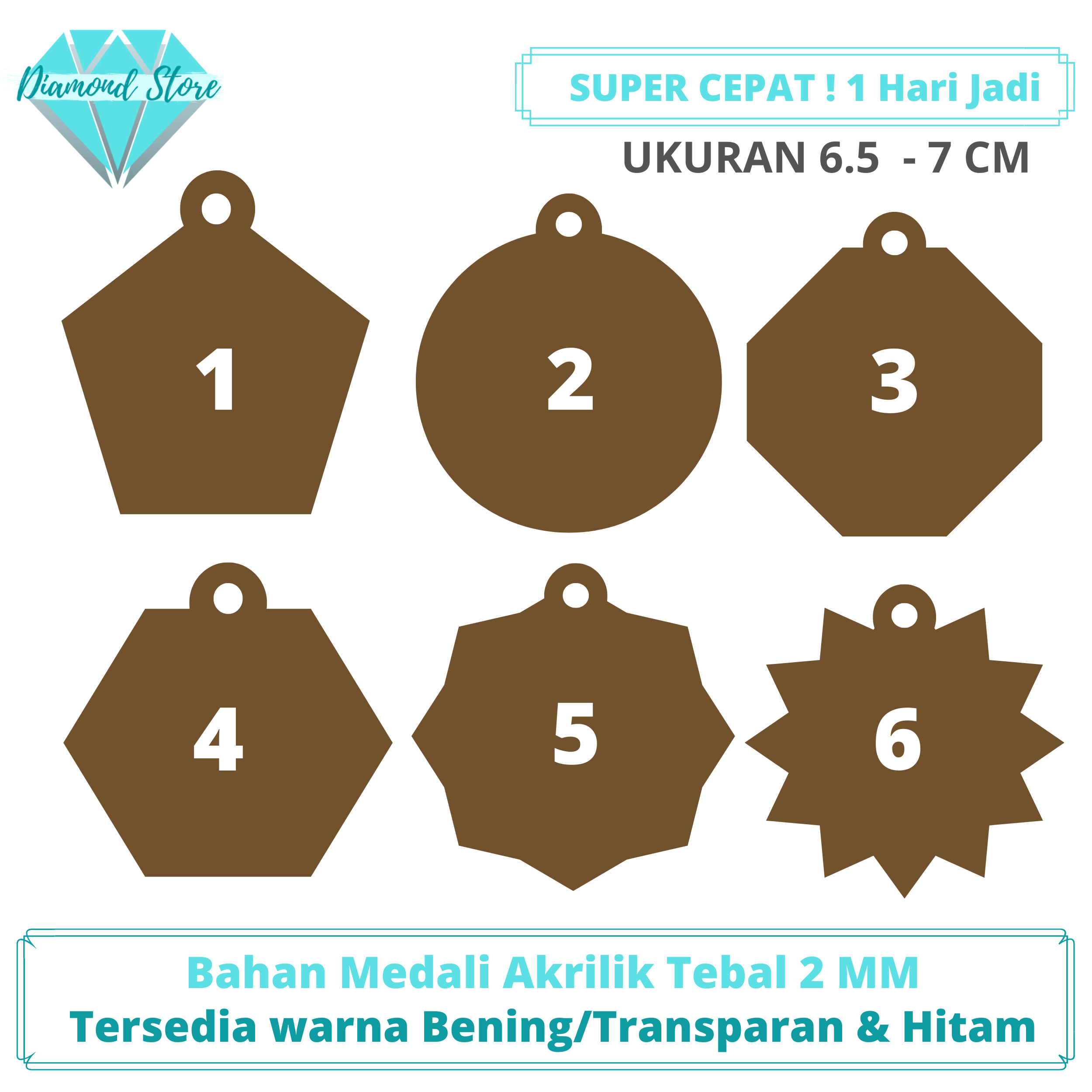 Bahan Medali Akrilik Tebal 2mm Warna Hitam dan Bening Transparan ...