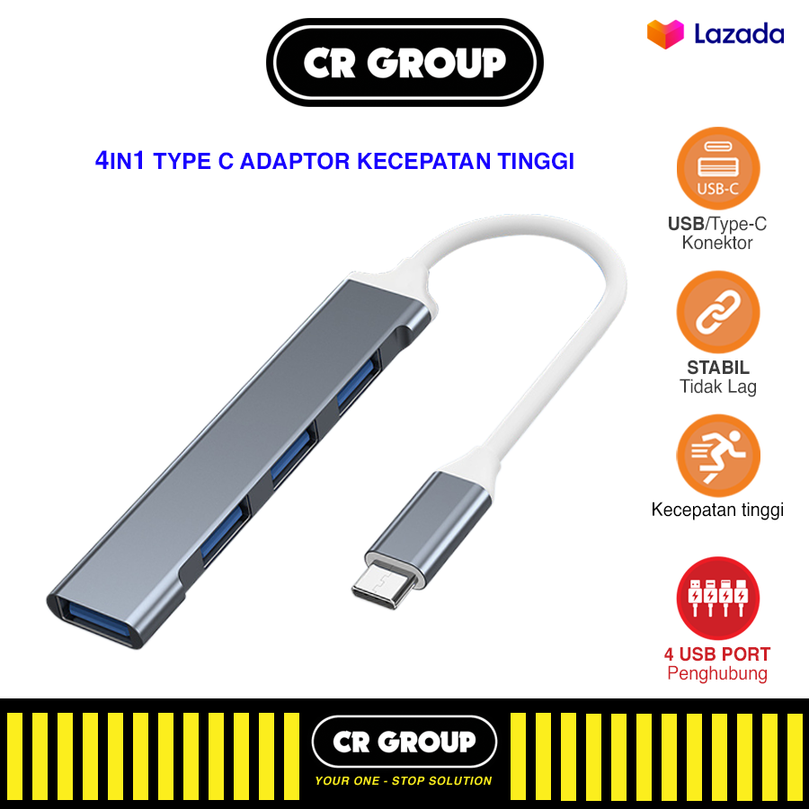 [CRGROUP] N76/N78 Adaptor USB Hub 4 in 1 Konektor USB & Type C | Lazada Indonesia