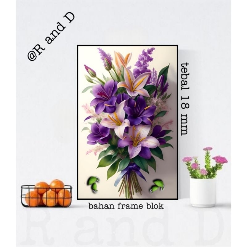 Poster gambar bunga mawar ukuran 47x31, hiasan dinding bingkai kayu ...