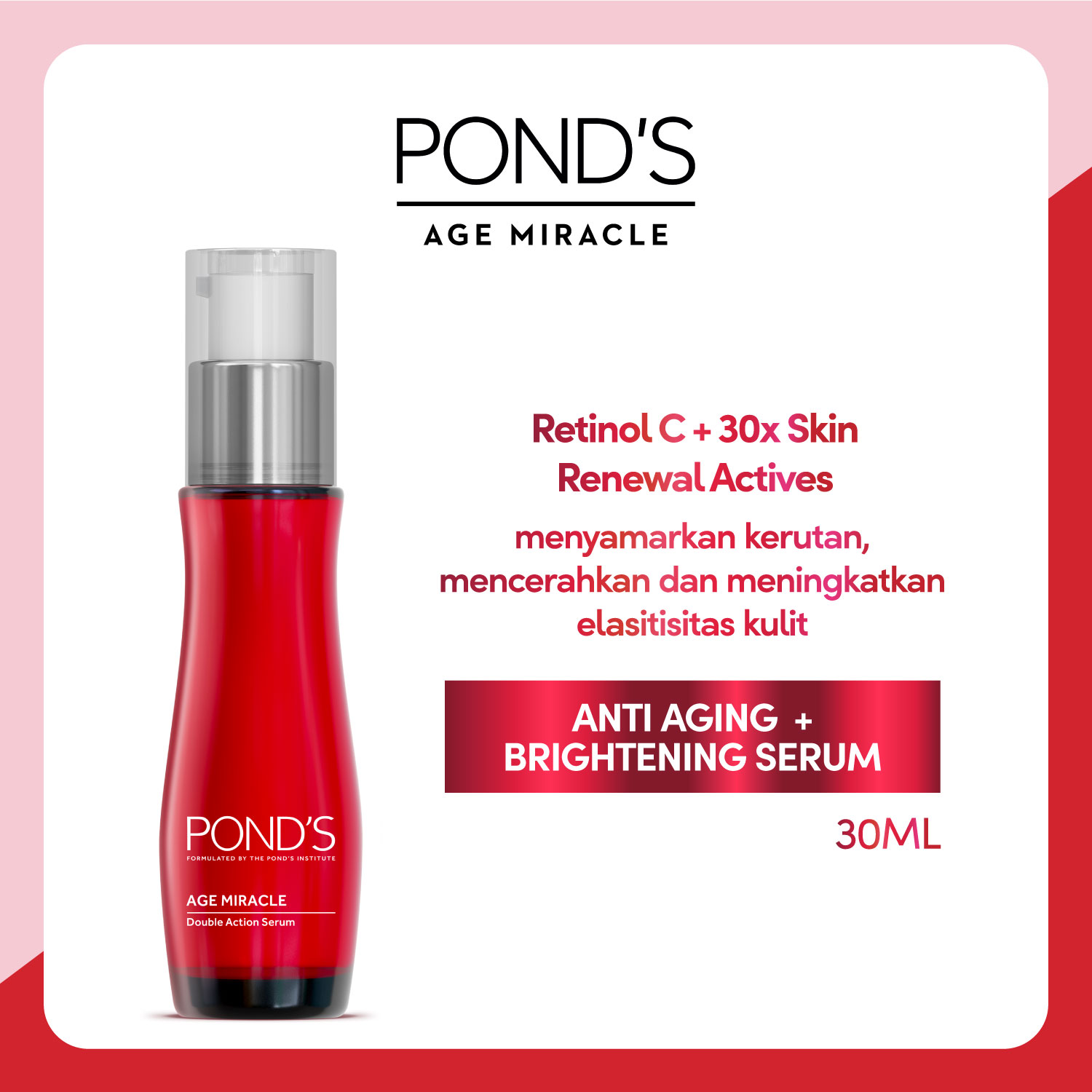 Ponds Age Miracle Serum Wajah Anti Aging + Glowing Serum With Retinol ...