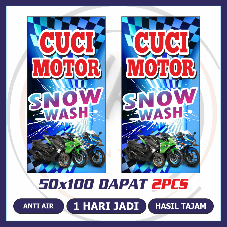 Spanduk dan banner cuci motor snow wash ukuran 50x100 dapat 2pcs ...
