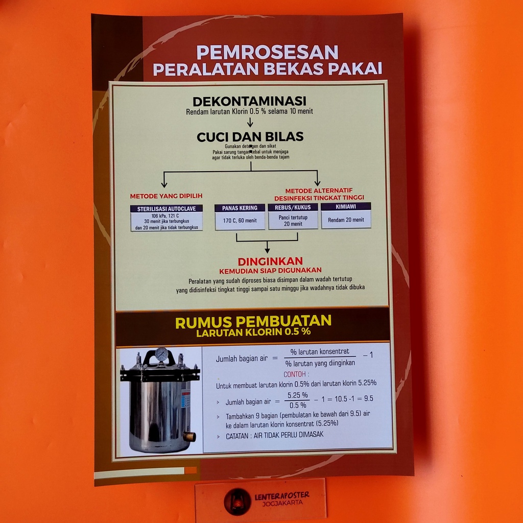 Poster Dekontaminasi Alat, Poster Pemrosesan Alat, LAMINASI GLOSSY ...