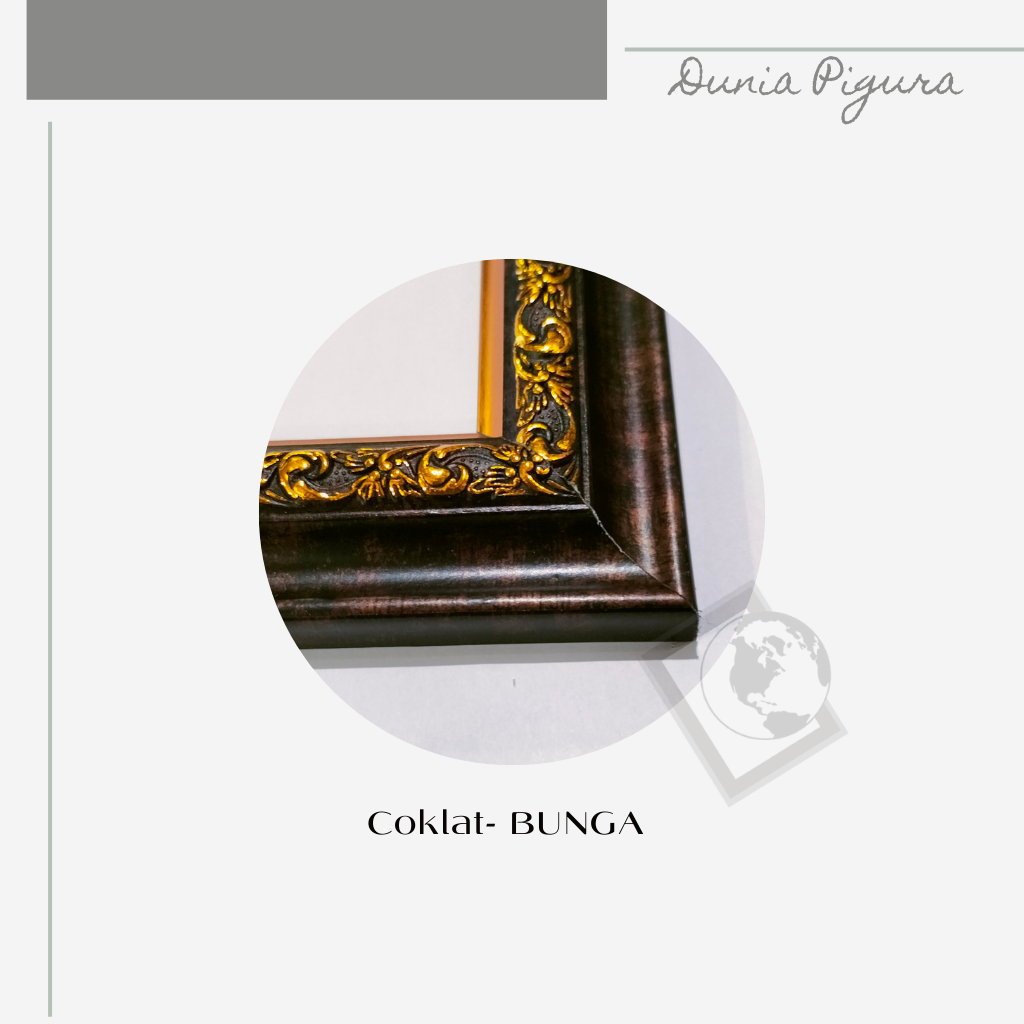 Bingkai Foto 5R (12,5x17,5 cm) PAKAI KACA Corak Ukir / Frame photo ...