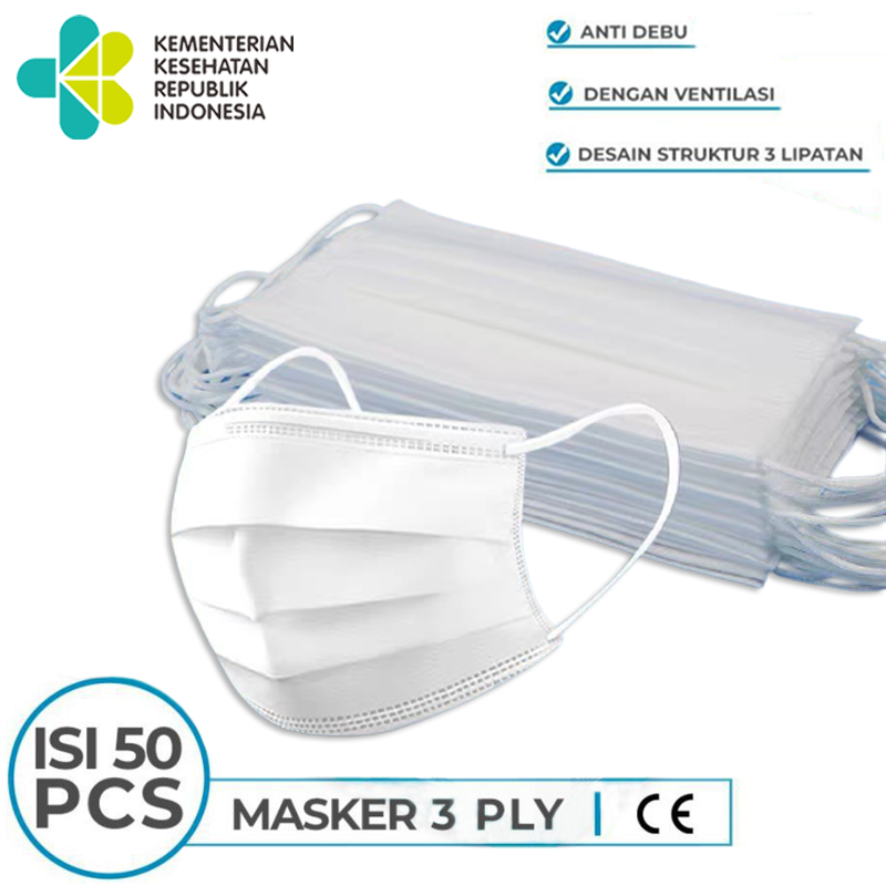 Masker Earloop ISI 50pcs 1Box One Care Plus Disposable Mask Surgical ...