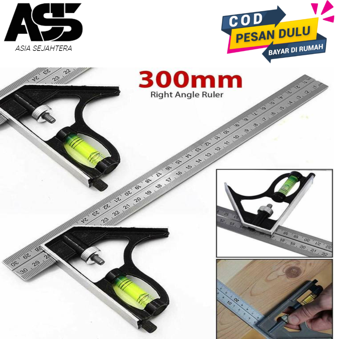 Penggaris Siku L Waterpass Kombinasi Square Ruler Sudut Presisi Air ...