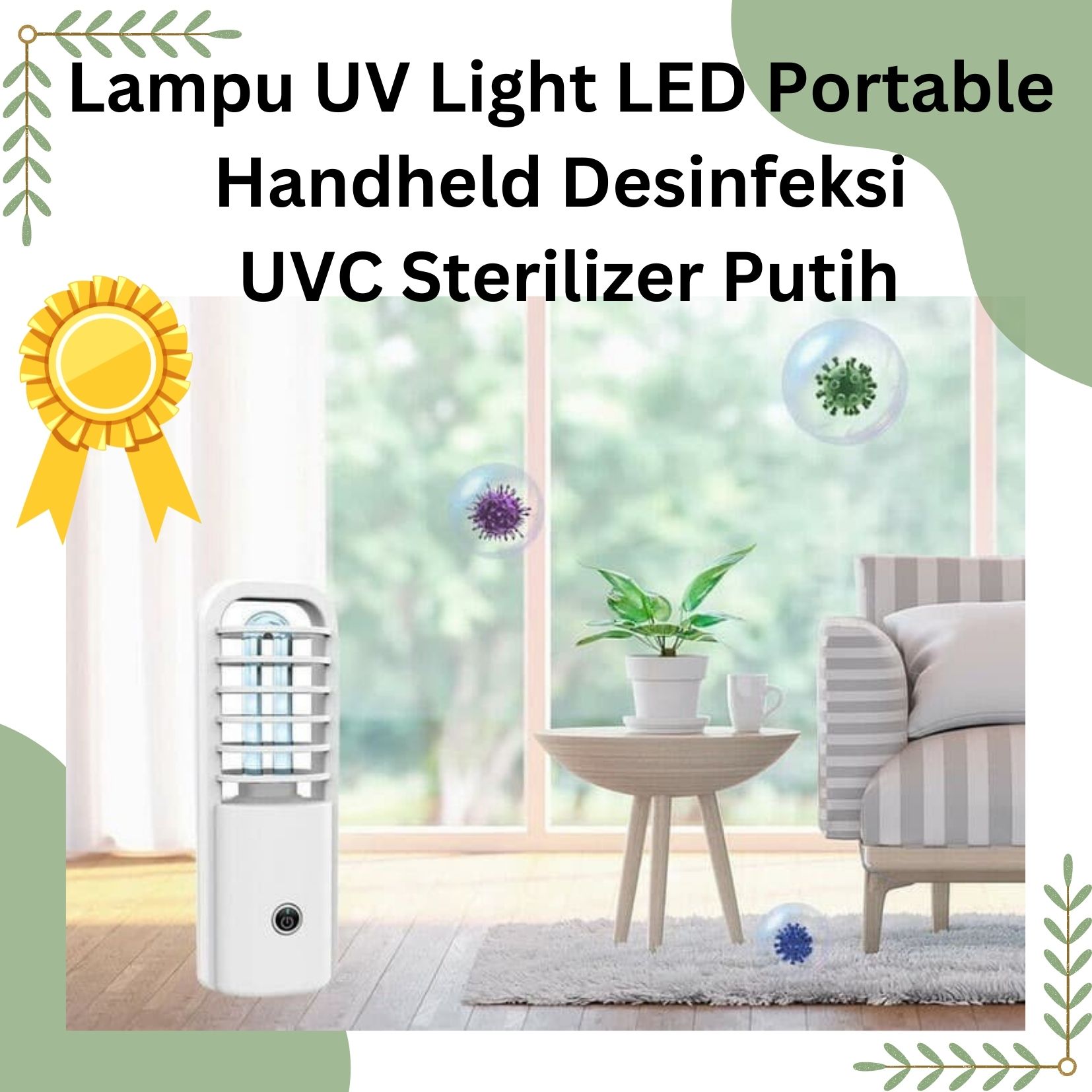 Lampu UV Light LED Portable Handheld Desinfeksi UVC Sterilizer Putih ...