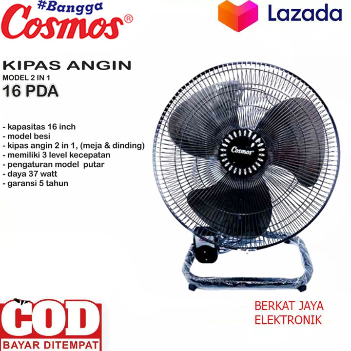 HARGA PROMO!! COSMOS Kipas Angin Wall Fan Desk Fan Duduk Tembok Meja 16 Inch 16-PDA 2in1 16PDA ...