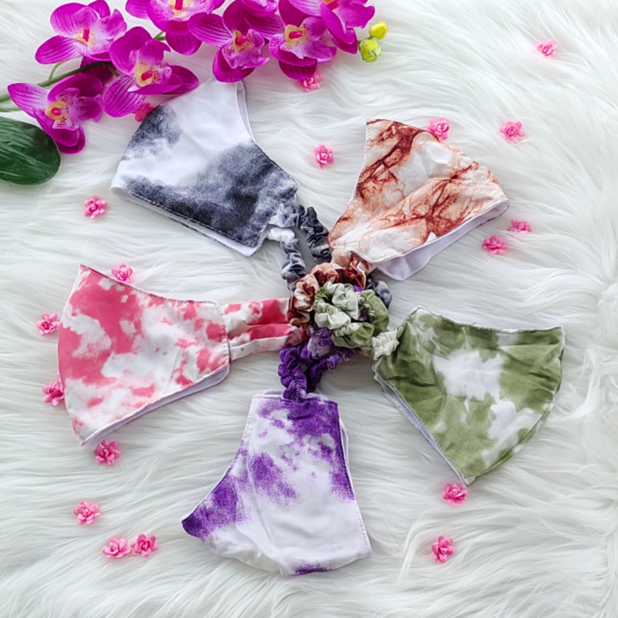 MASKER MOTIF TIE DYE TIPE HEADLOOP ATAU HIJAB / MASKER KAIN 2 LAPIS ...