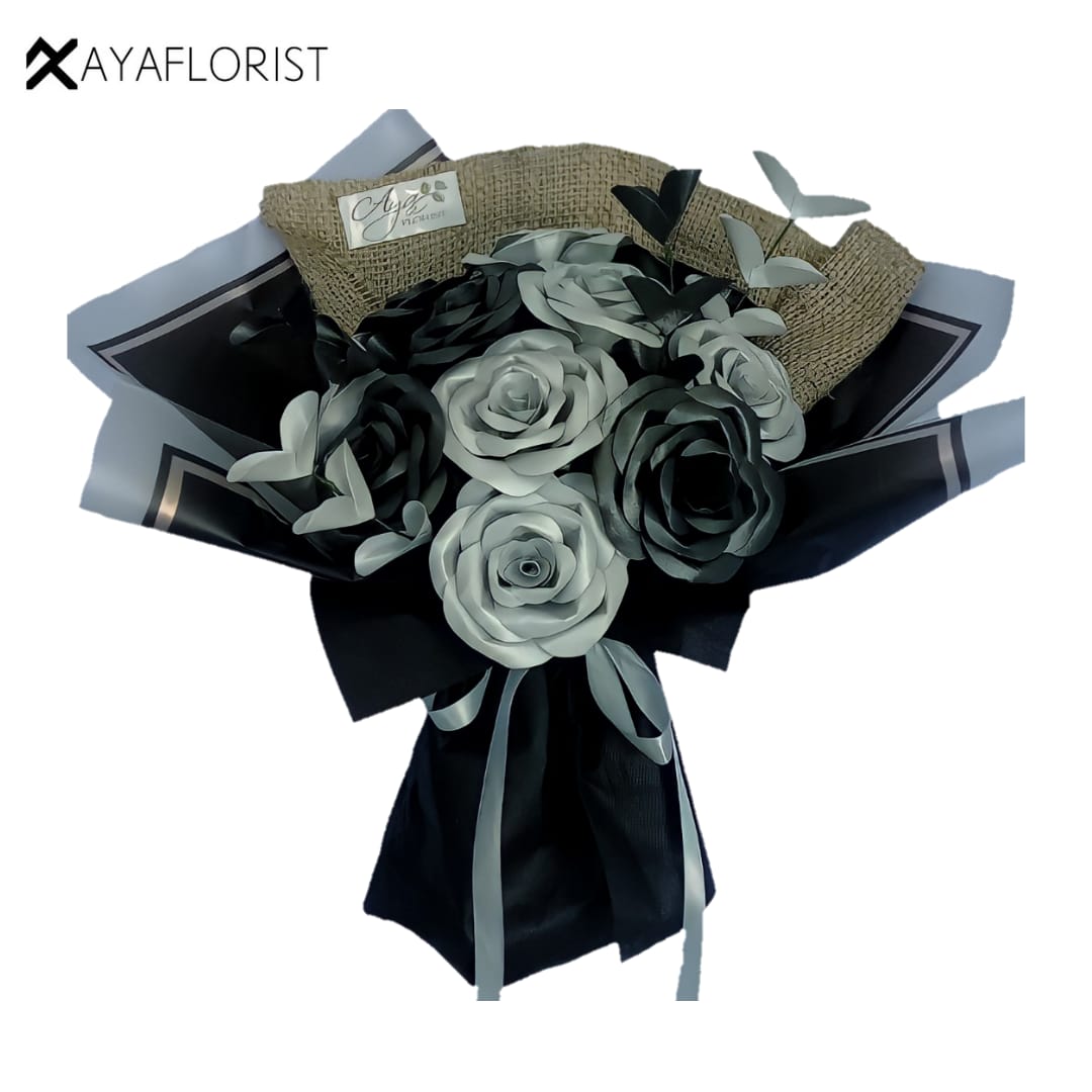 Aletha Bouquet Buket Bunga Cowo Monokrom isi 10 Tangkai Roses Ukuran 55 ...
