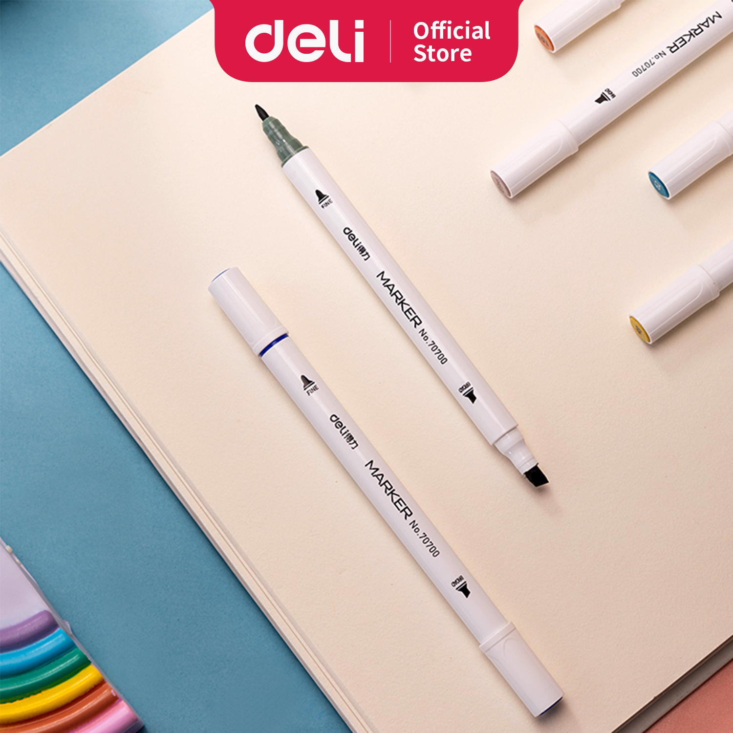 Deli spidol desain profesional 12/24/36 warna ujung ganda 70700-12 ...