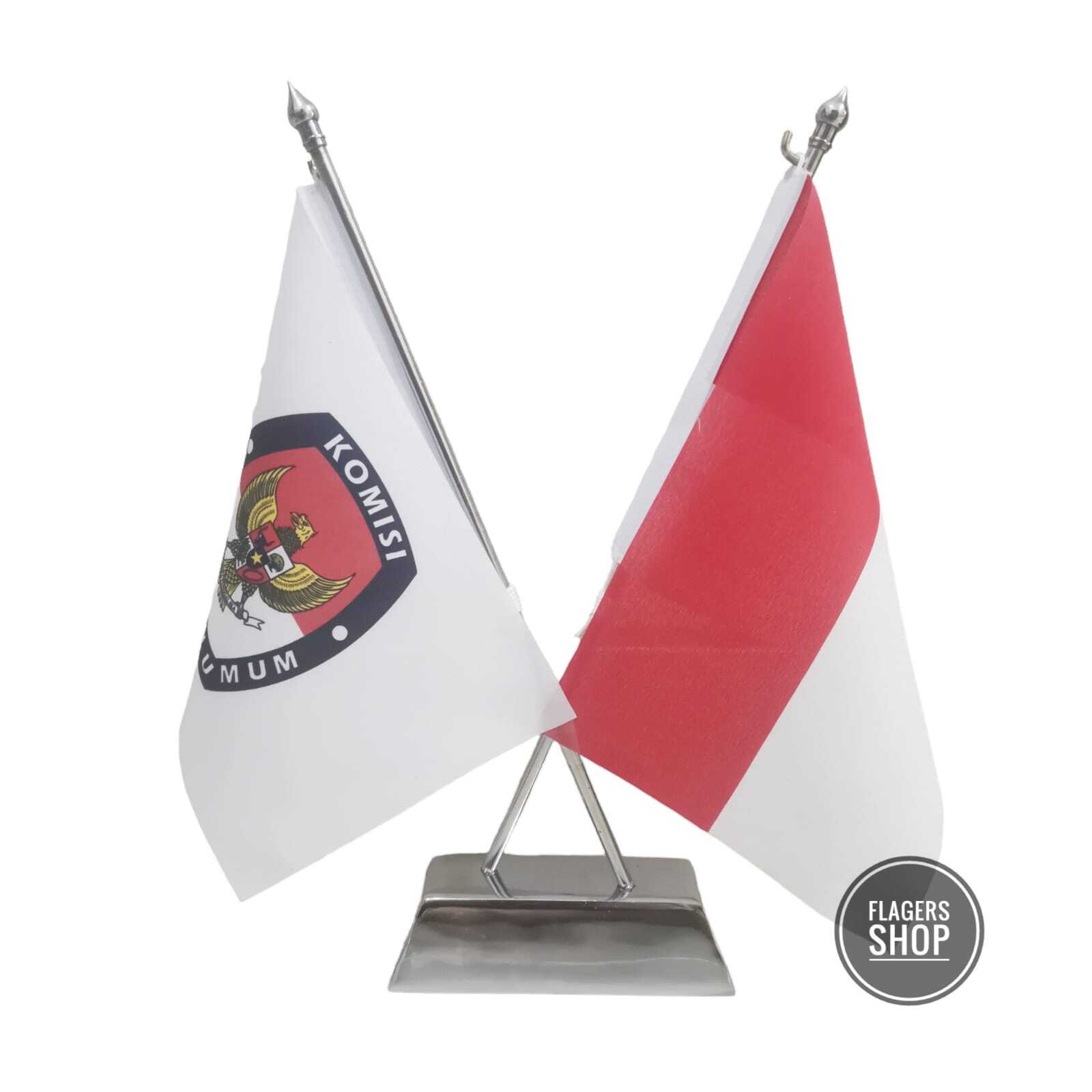 Bendera Meja Indonesia - KPU Indonesia + Tiang Silang | Lazada Indonesia