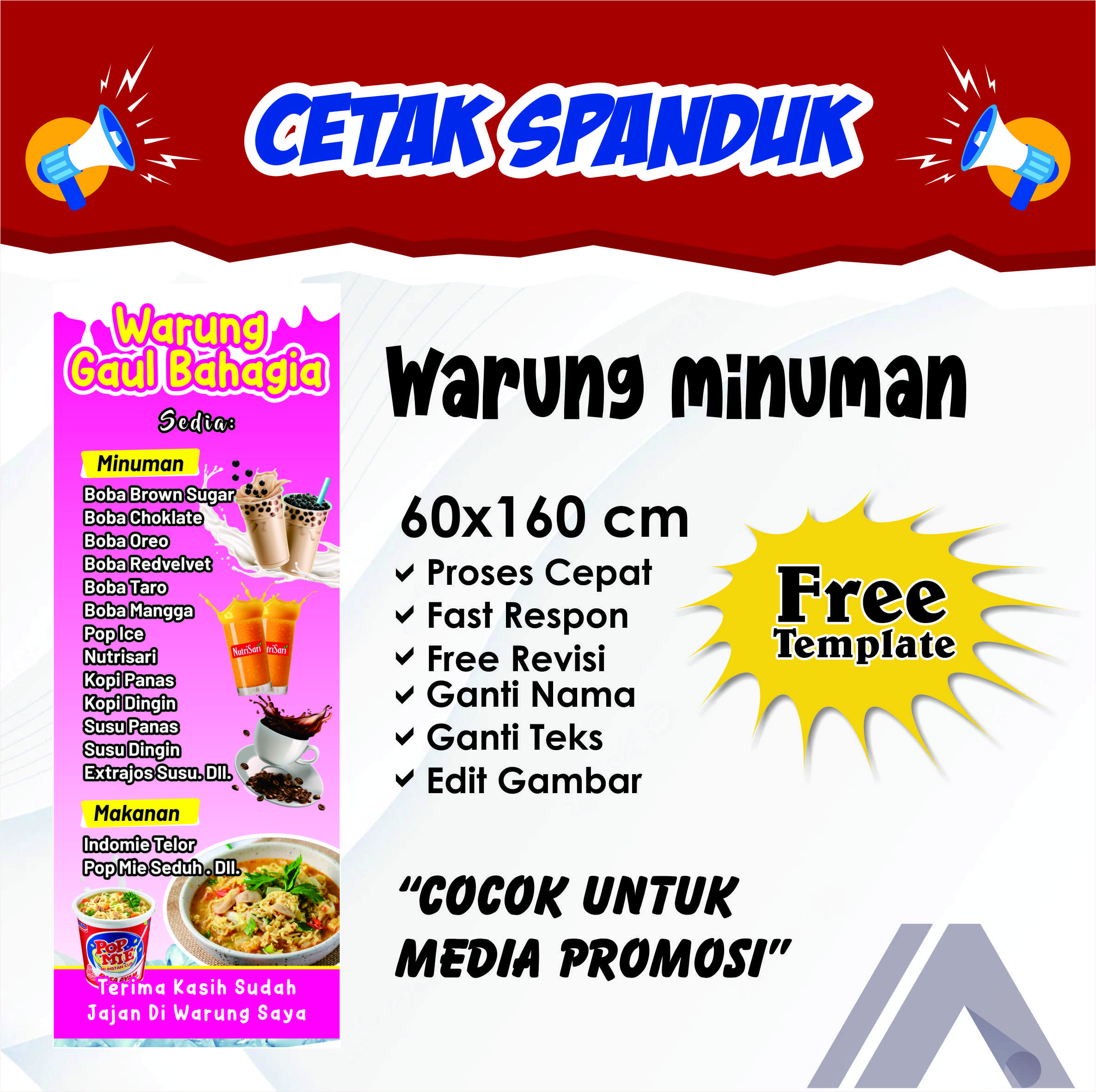 spanduk banner warung minuman 60x160 cm | Lazada Indonesia
