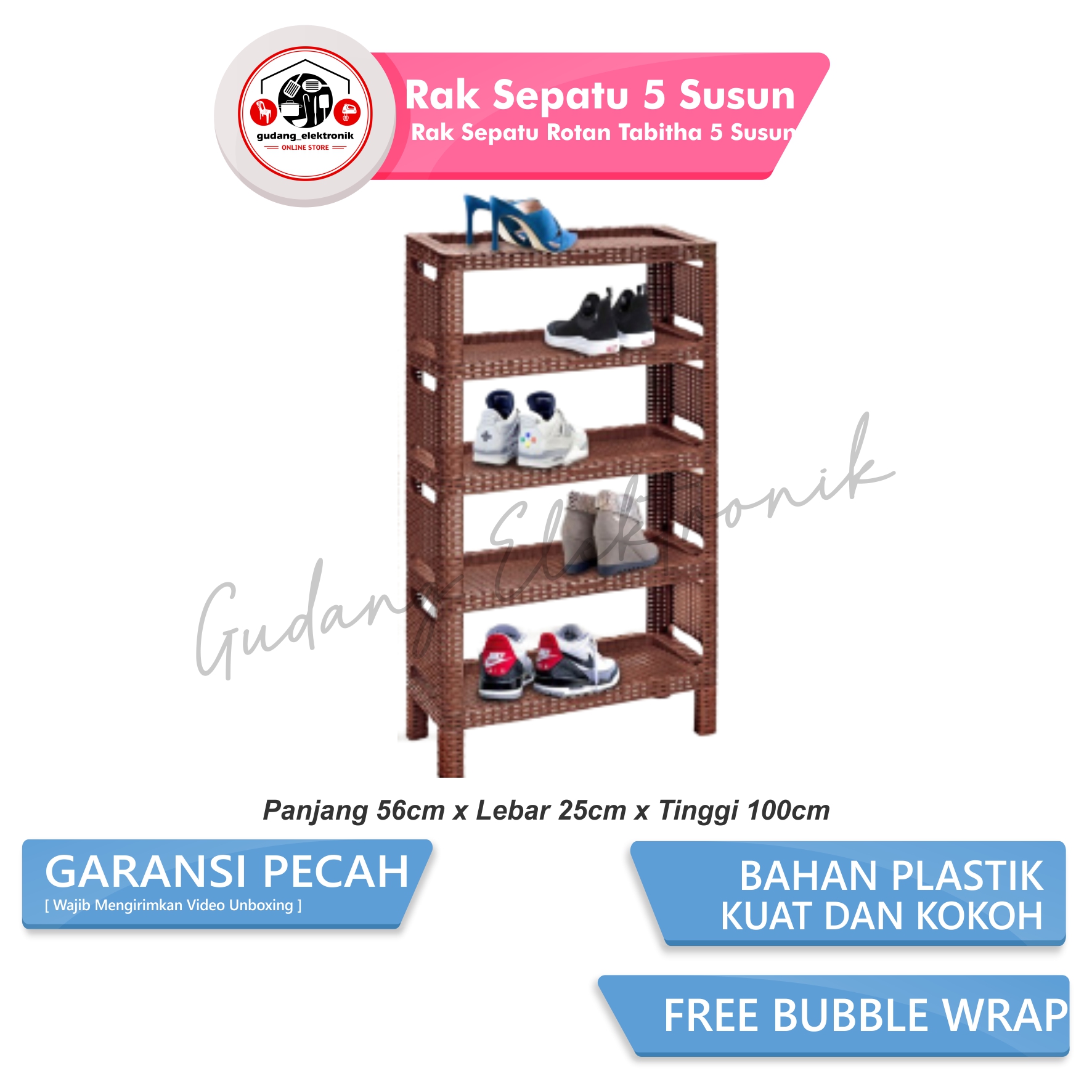 Rak Sepatu Rotan Tabitha 5 Susun RSPT-5S | Lazada Indonesia