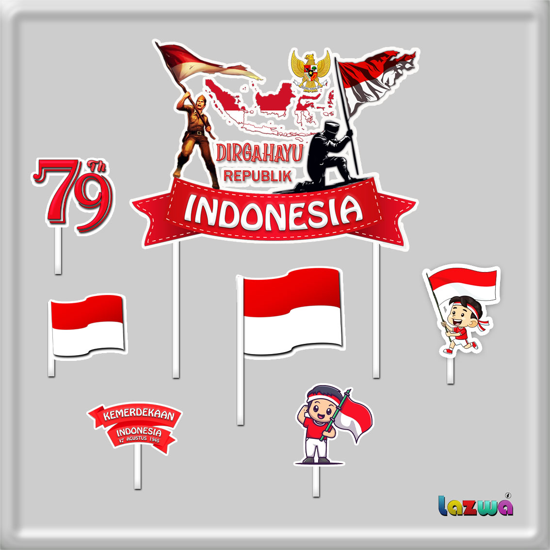 Topper cake Dirgahayu Kemerdekaan Republik Indonesia 17 agustus 1945 ...