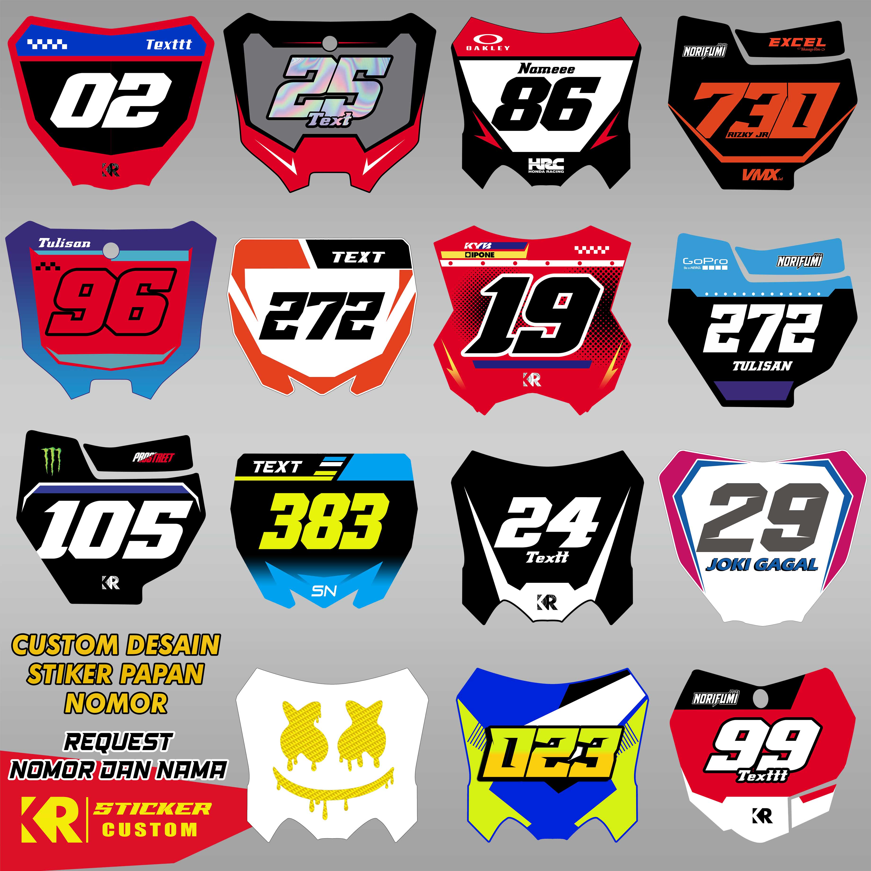 Stiker Papan Nomor CRF RMZ KX KTM YZ KLX GORDON | Request desain ...