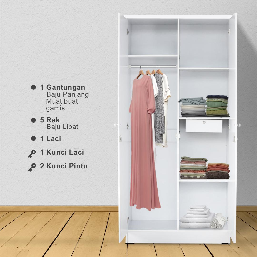 Kirana Lemari Pakaian Lemari Baju Wardrobe Besar 3 Pintu dengan Cermin ...