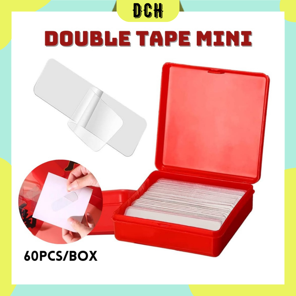DCH - Sticker Double Tape Gel 2 Sisi 1 Box Isi 60 pcs Isolasi Bening ...