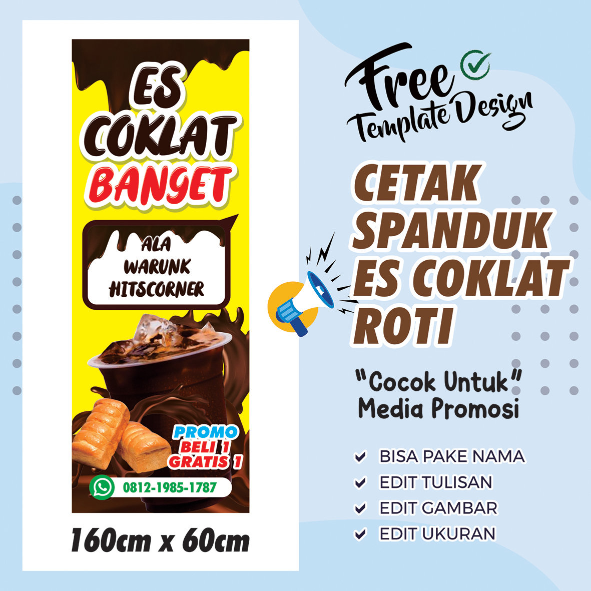Banner Spanduk ES COKLAT ROTI 160 cm X 60 cm BISA DI EDIT | Lazada ...