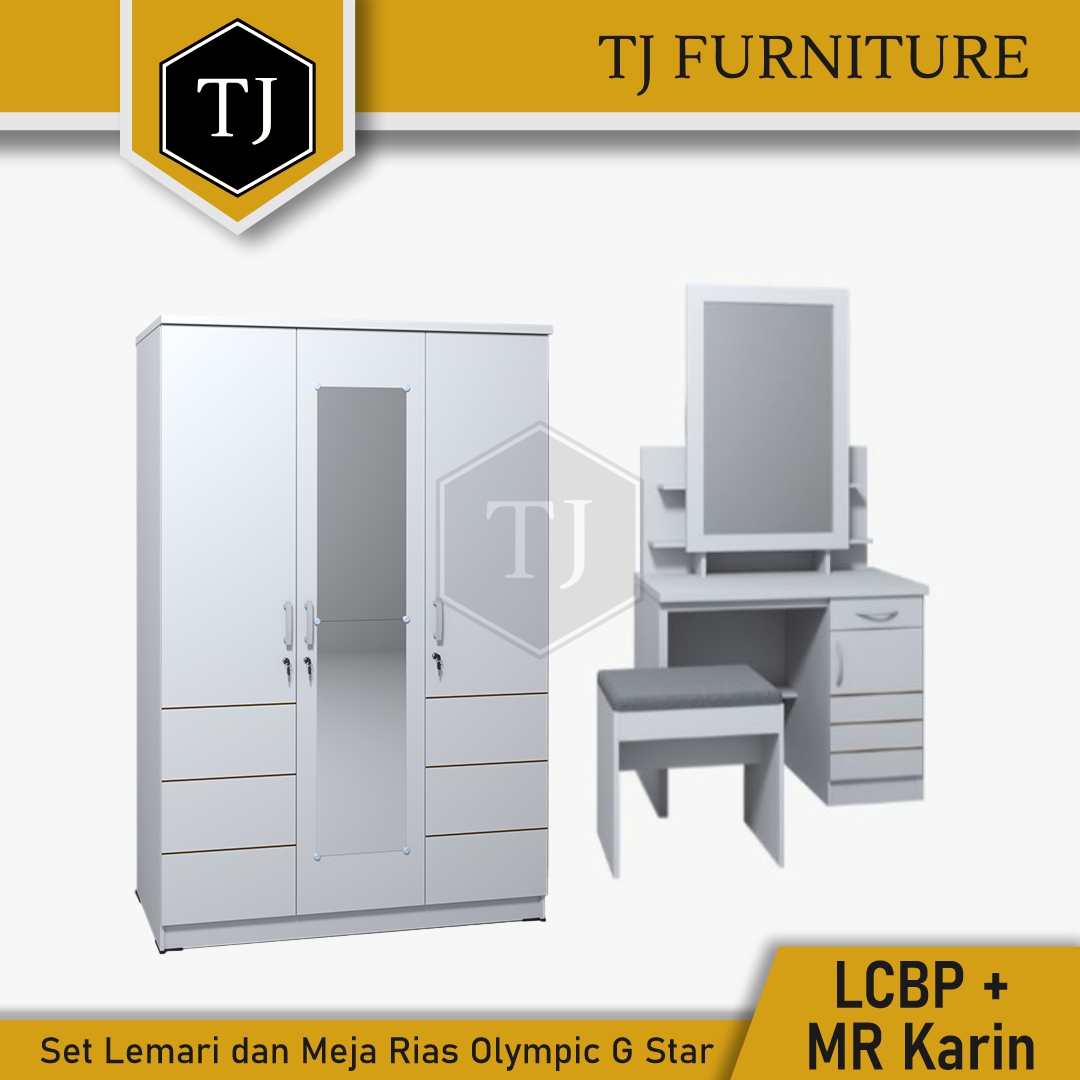 Set Lemari Pakaian dan Meja Rias Olympic Kayu Tiga Pintu LCBP KARIN S ...