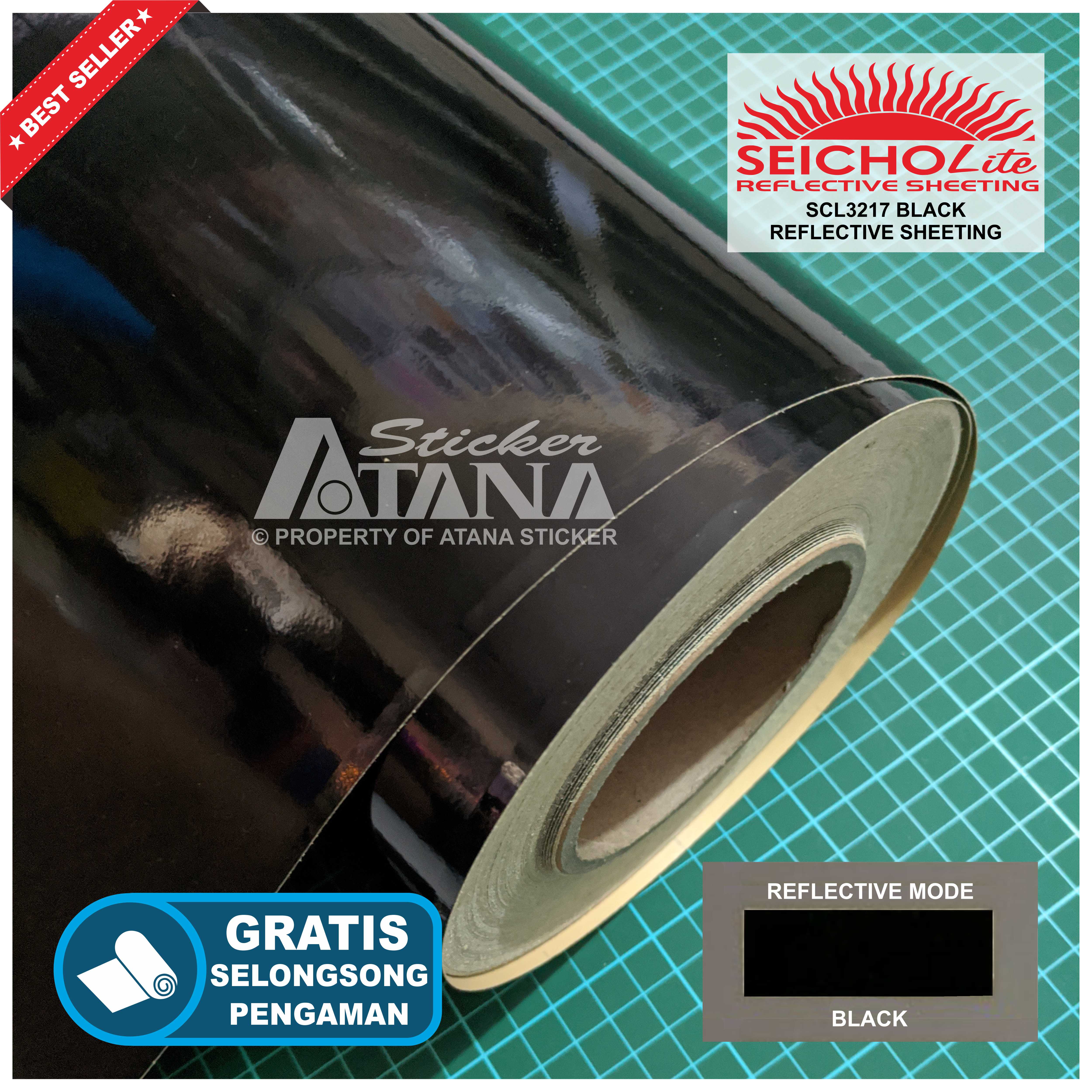 Bahan Stiker Cutting Hitam Skotlet Reflektif Fosfor Black Seicholite ...