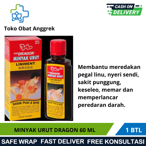 MINYAK URUT DRAGON 60 ML/ MEMBANTU MEREDAKAN NYERI OTOT DAN SENDI SERTA ...