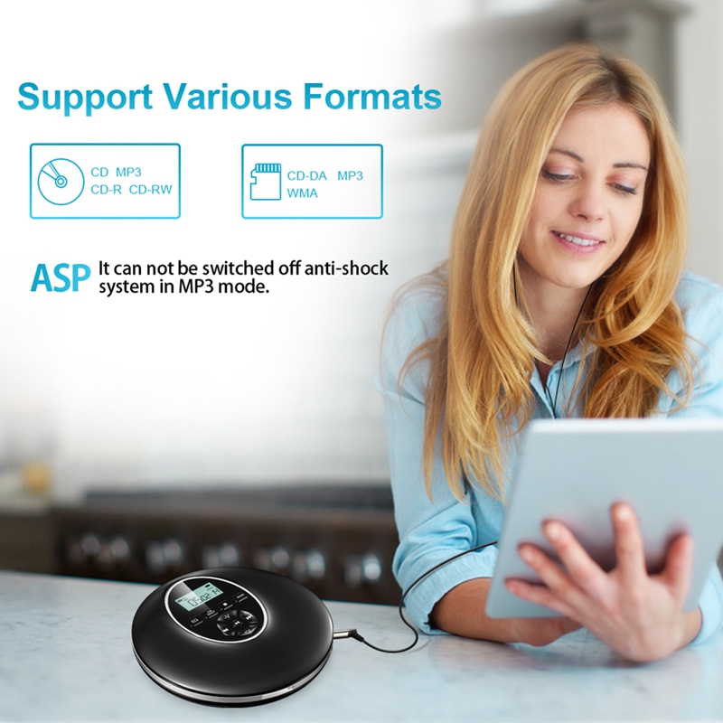 Portable CD Player Shockproof Hifi Music Player with Earphone ...