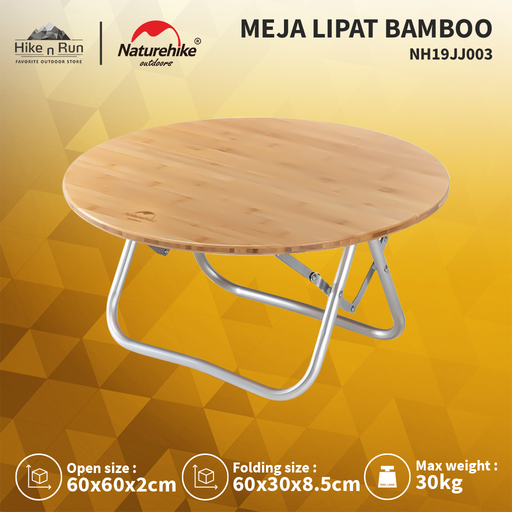 Meja Lipat Bamboo Naturehike NH19JJ003 Folding Round Table | Lazada ...