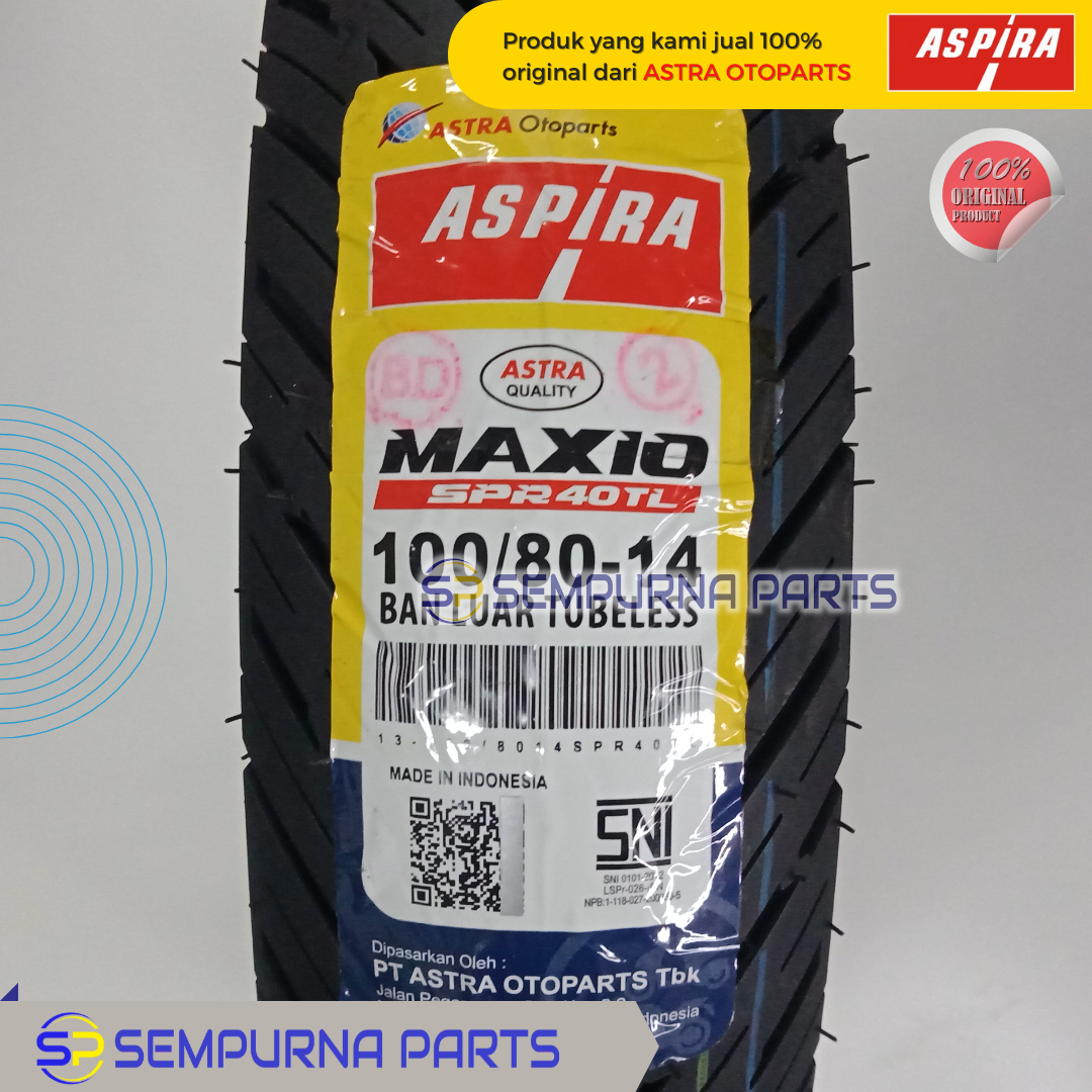 BAN LUAR TUBELESS MAXIO SPR40 100/80-14 - ASPIRA | Lazada Indonesia