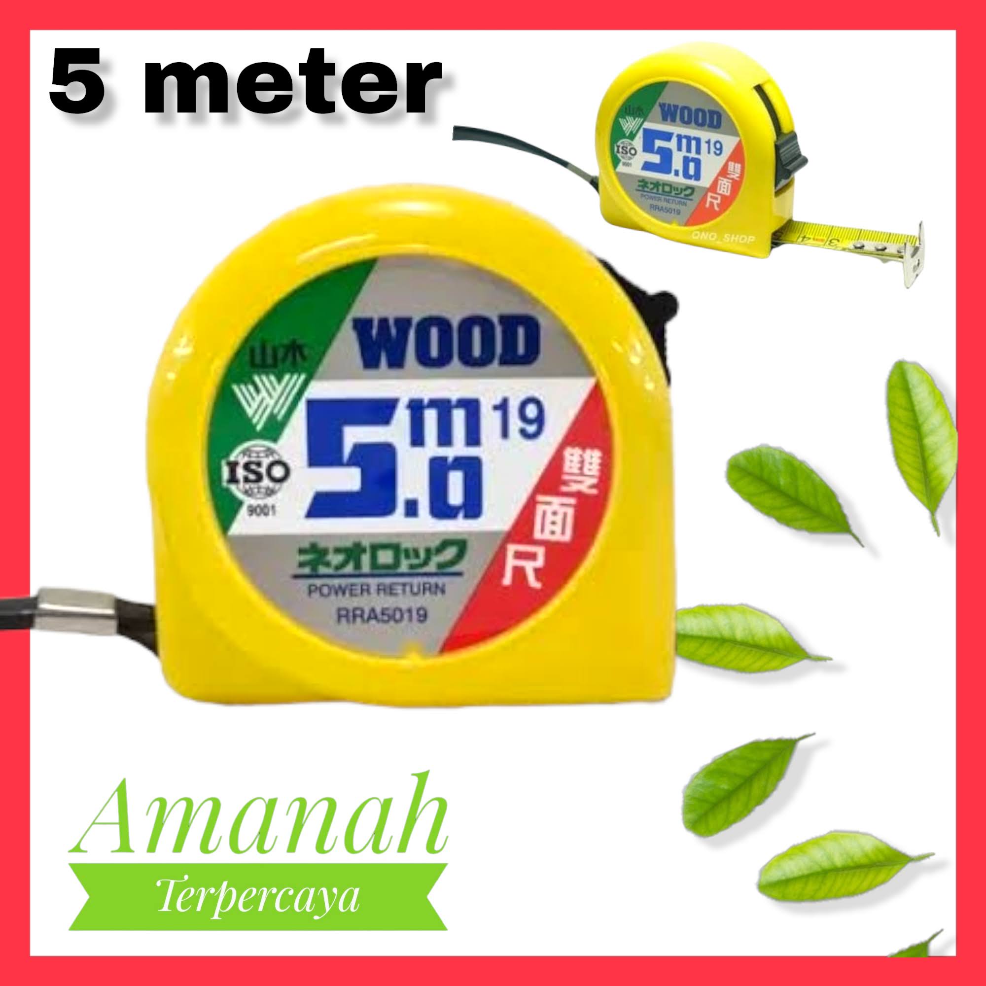 METERAN WOOD 5 METER / METERAN WOOD 5M BOLAK BALIK ROLL METER 2 SISI ...