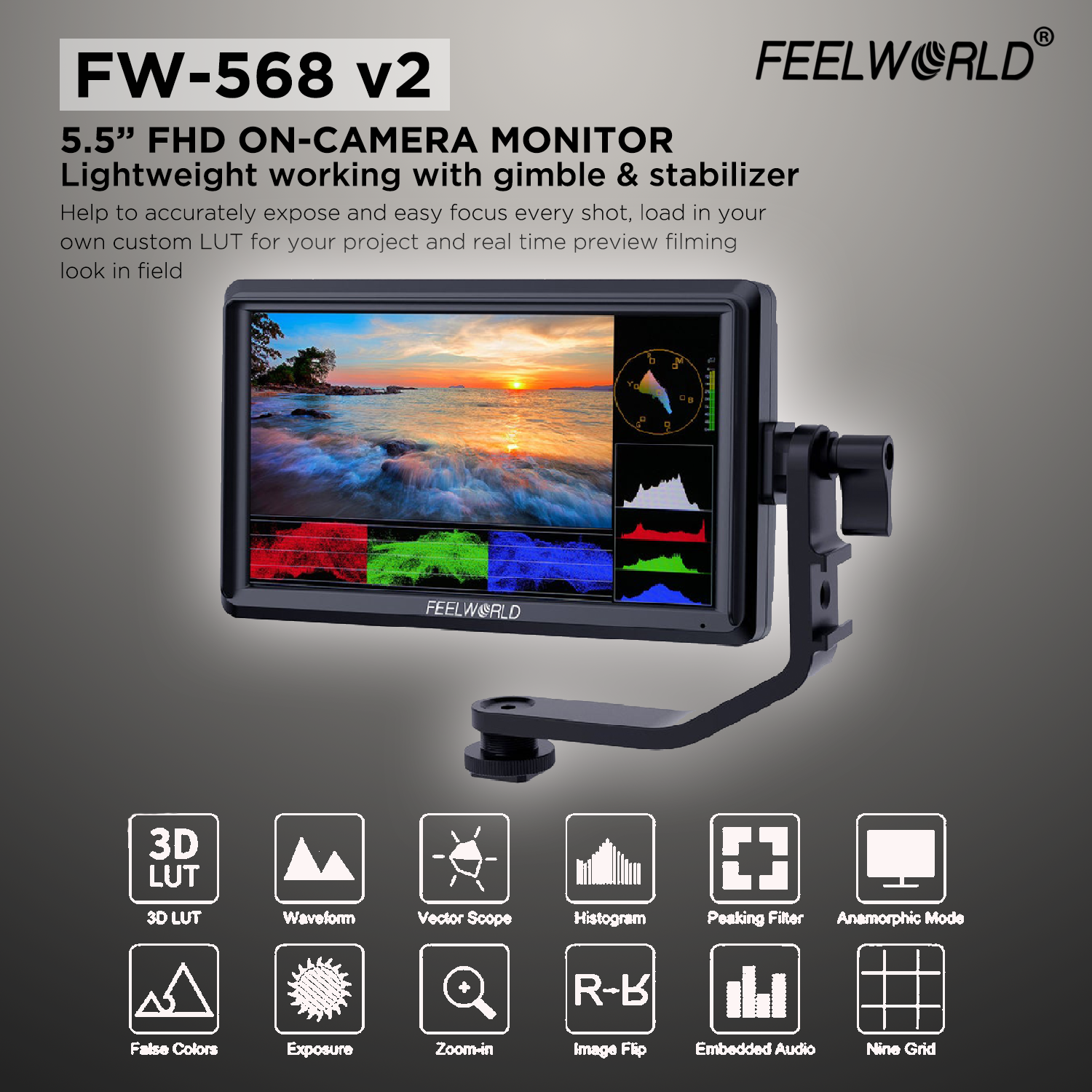Feelworld Fw568 5 5 Inch V2 Monitor 4 K Hdmi Full Hd Garansi Resmi