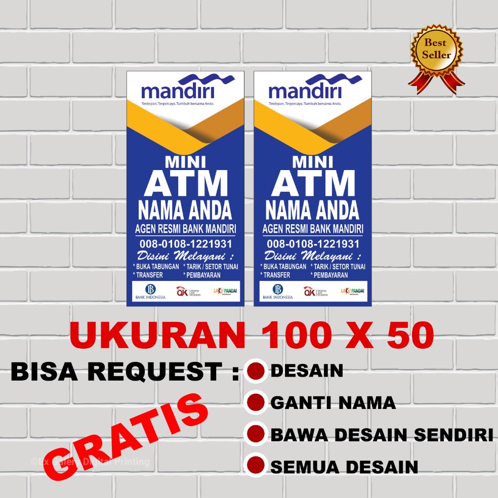 spanduk banner agen mandiri bisa ganti nama dan tulisan | Lazada Indonesia