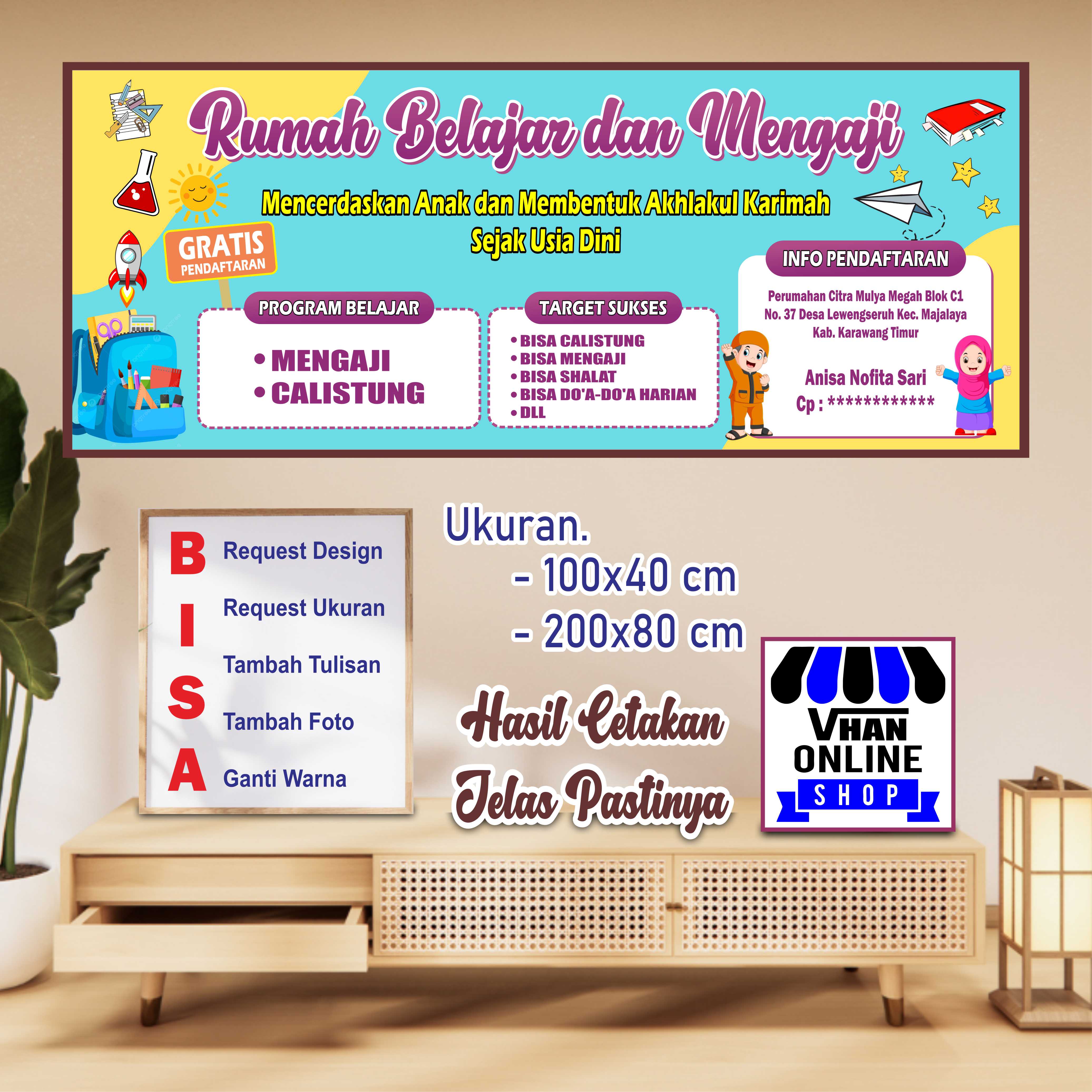 Cetak Spanduk Banner MMT Rumah Belajar dan Mengaji Anak atau BIMBEL ...