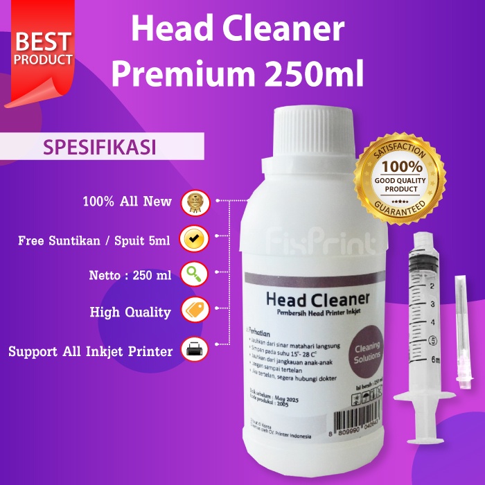 Head Cleaner 250ml Cairan Pembersih Head Print XP Epson Brther Canon ...
