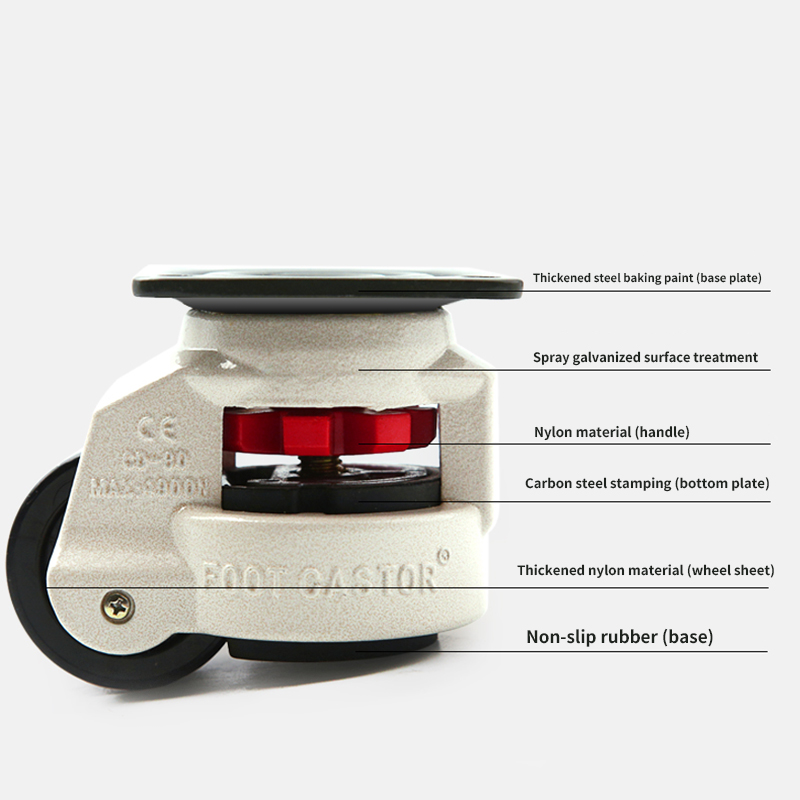 Rubber Foot Foot Level Adjustment Equipment Cart Caster 60Kg Load ...