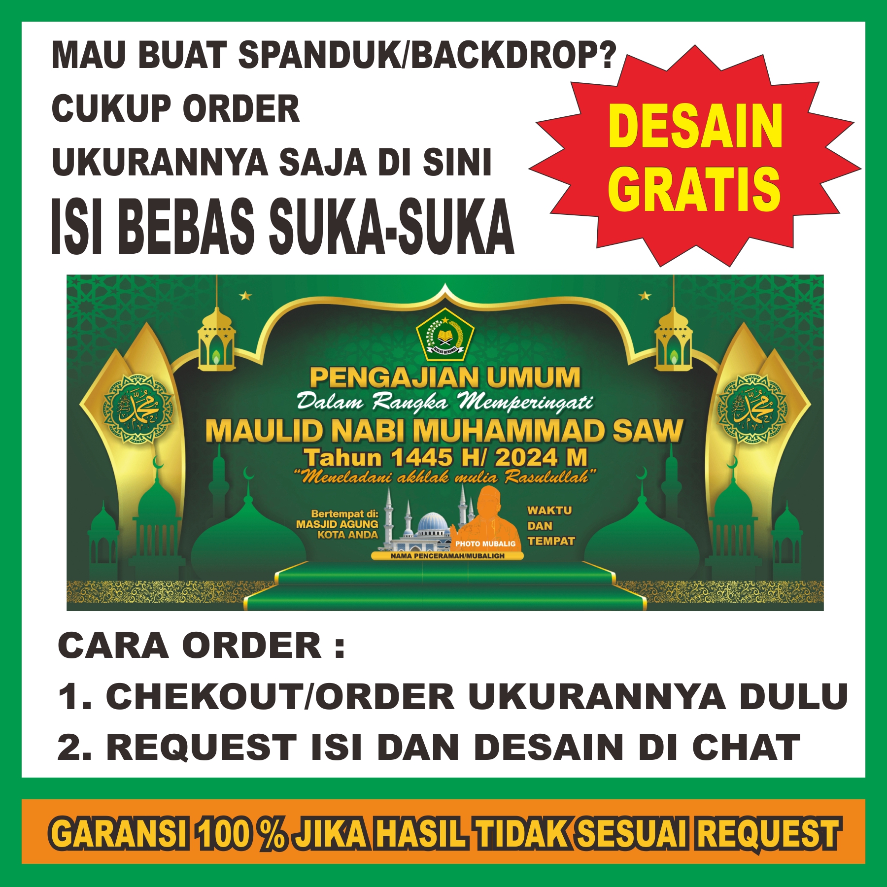 Spanduk Maulid Nabi Muhammad SAW Tahun 2024 | Spanduk Maulid 2024 ...