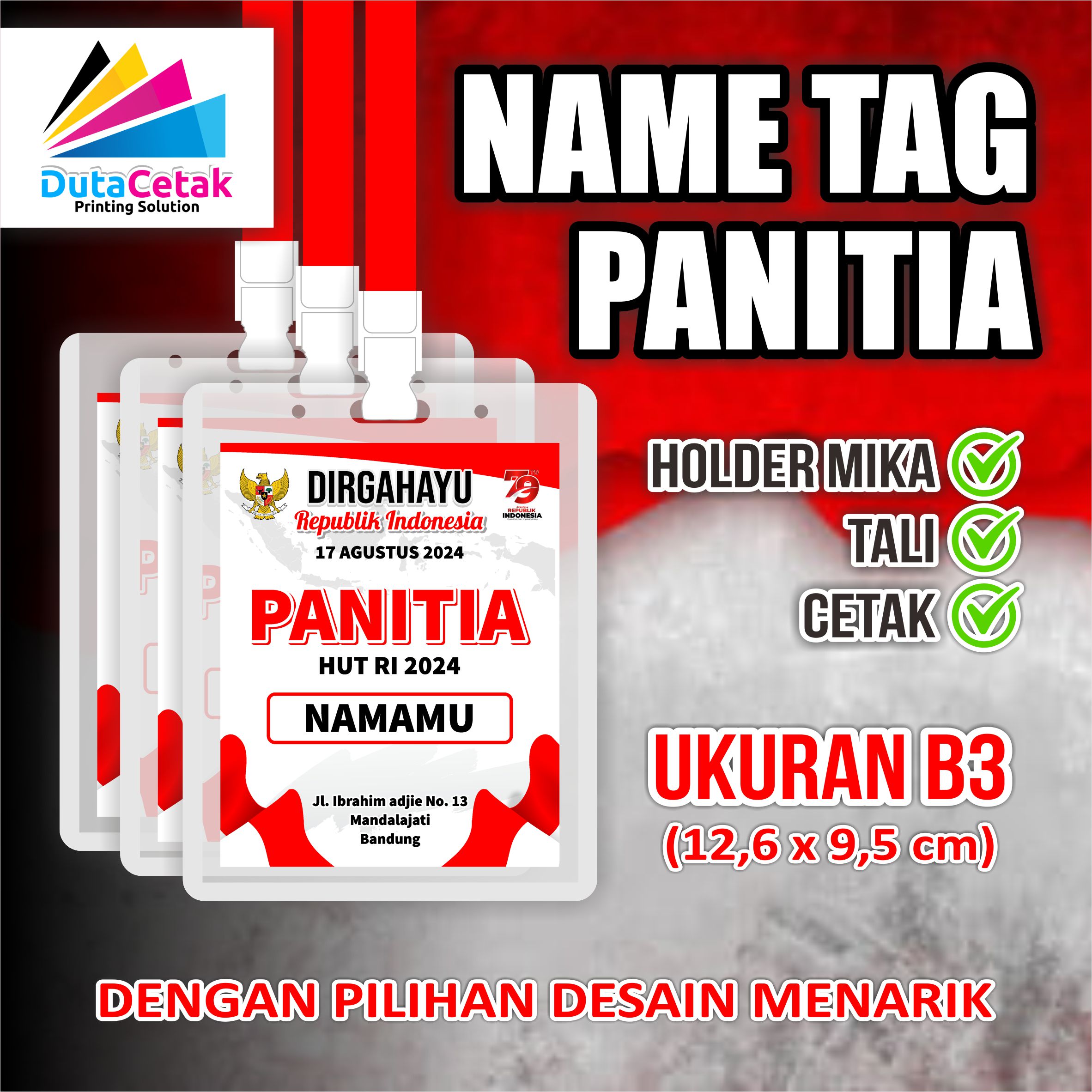 Name Tag PANITIA HUT RI | Name Tag Panitia 17 Agustus atau Event Custom ...