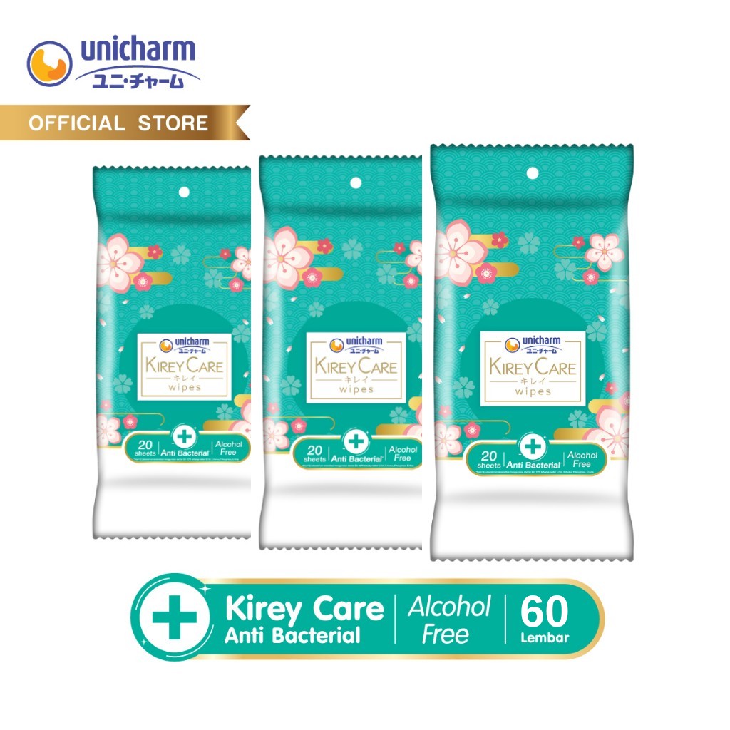 Unicharm Kirey Wipes Anti Bacterial 20P - 3 pack | Lazada Indonesia