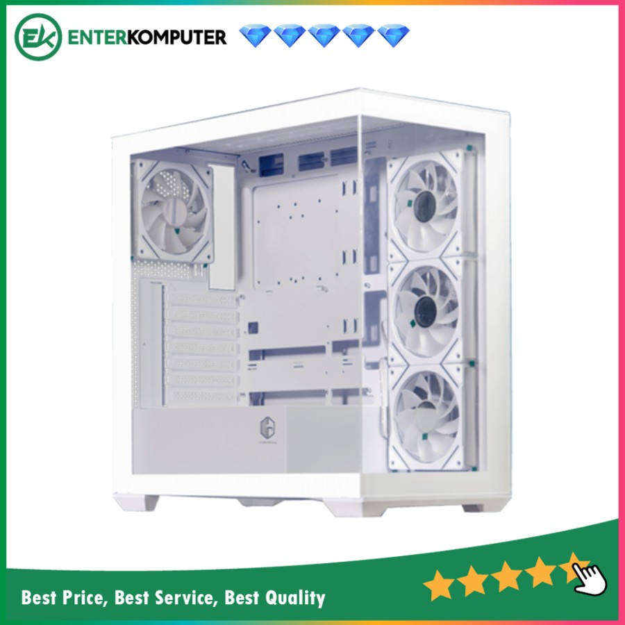 Casing CUBE GAMING PREMIUM SHIVA WHITE - ATX Gaming Case - Free 3Pcs ...