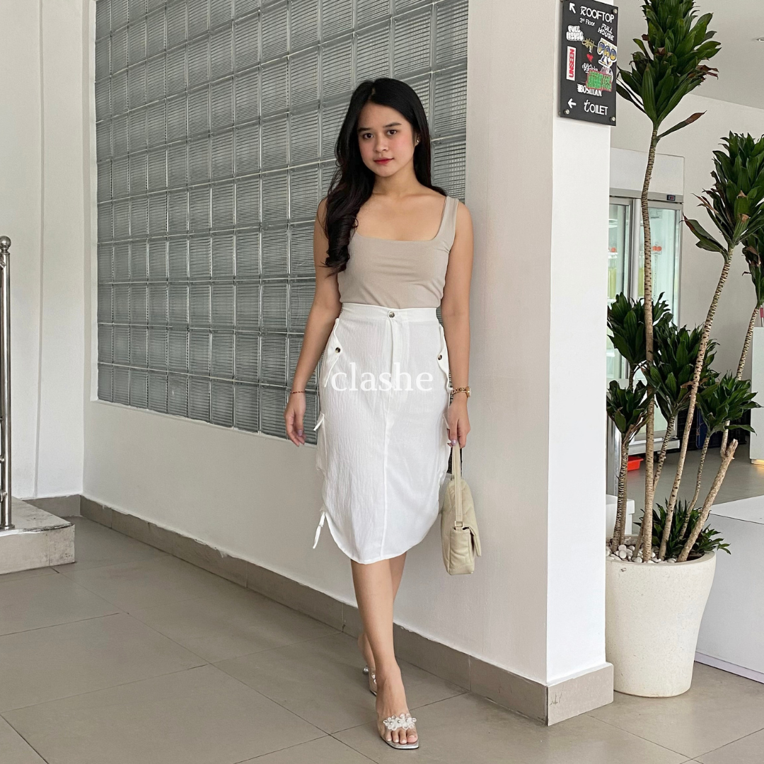 Xyna Skirt Rok Cargo Serut Wanita Crinkle Airflow Anti Lecek Korean Style Terbaru Kekinian Viral ...