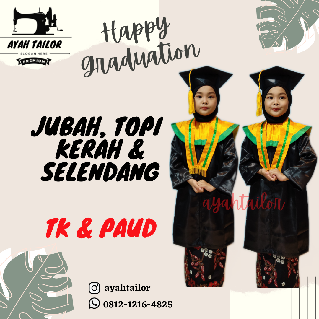 BAJU TOGA JUBAH WISUDA TK PAUD KUNING MAS LIST HIJAU | Lazada Indonesia
