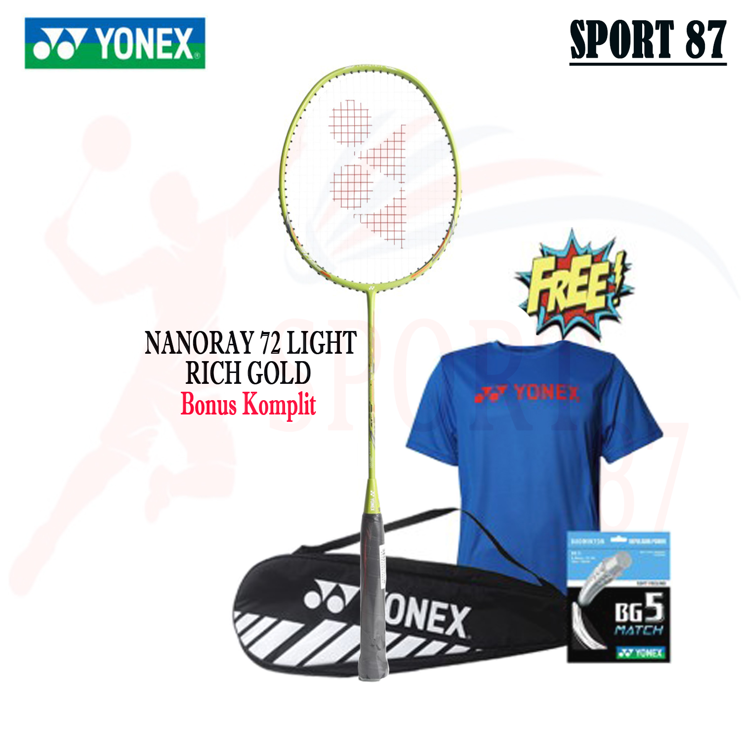 Raket Badminton Yonex Nanoray 72 Light Rudy Series Rich Gold Bonus Komplit | Lazada Indonesia