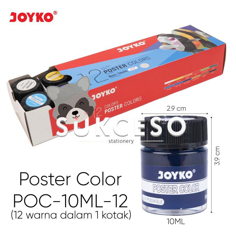 Joyko Titi Poster Color POC-10ML-12 Cat Poster 12 Warna Berkualitas ...