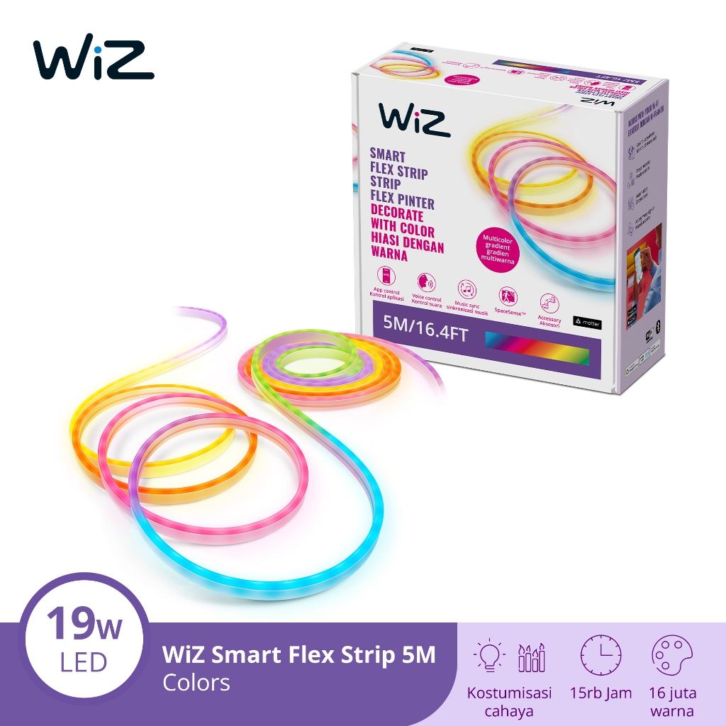 Hadiah - WiZ Lampu LED Hias Smart WiFi LED Neon Strip RGBIC 5M - Lampu Hias | Lazada Indonesia