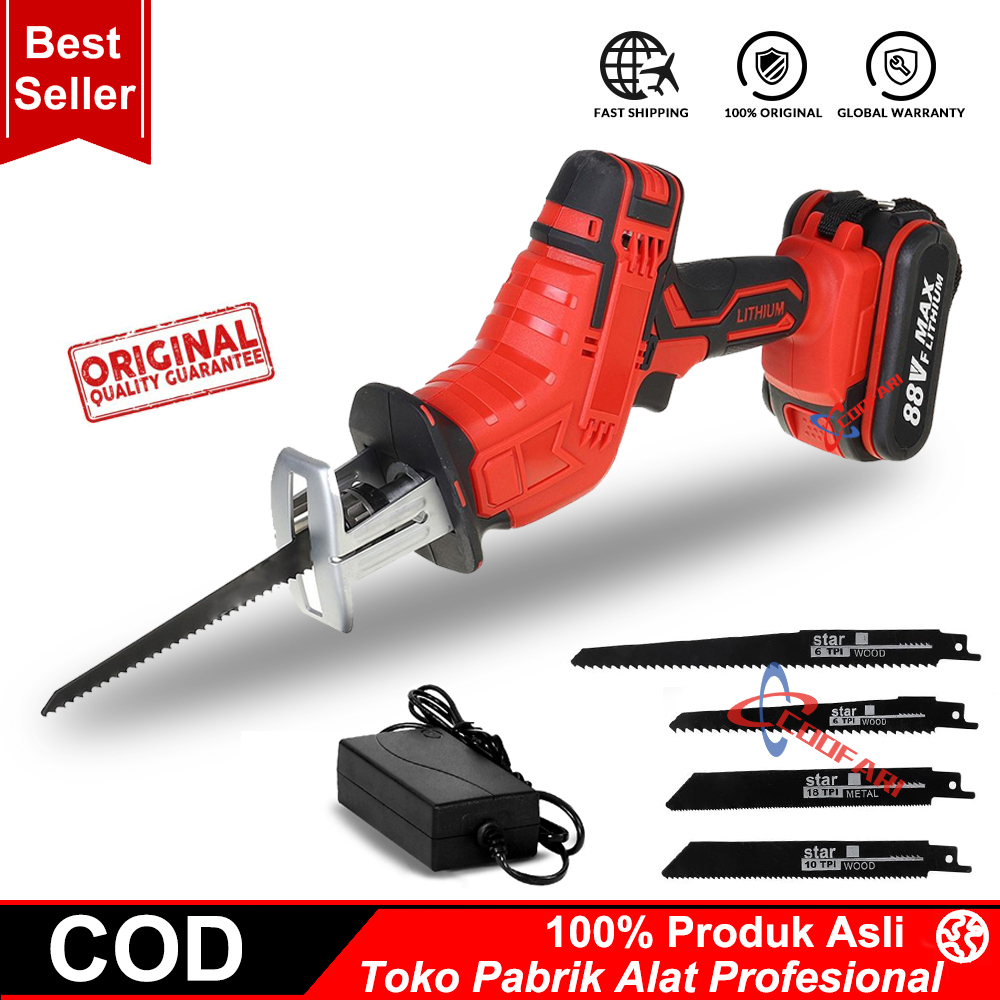 Reciprocating Saw Cordless Gergaji Kayu Recipro Gergaji Potong dengan ...