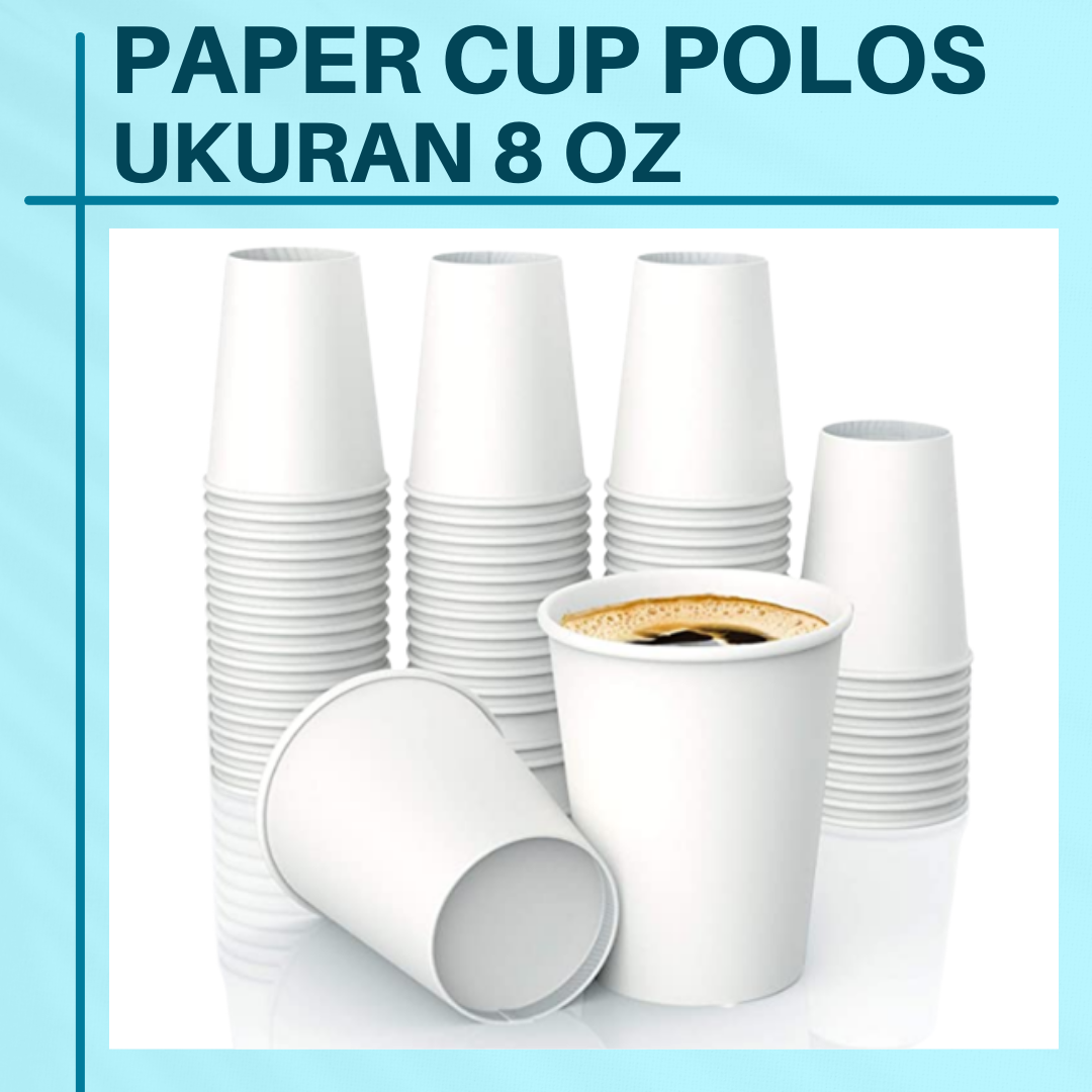 Paper Cup Ukuran 8 Oz Polos Putih Isi 50 Pcs / Gelas Kertas Tahan Panas Anti Bocor | Lazada ...