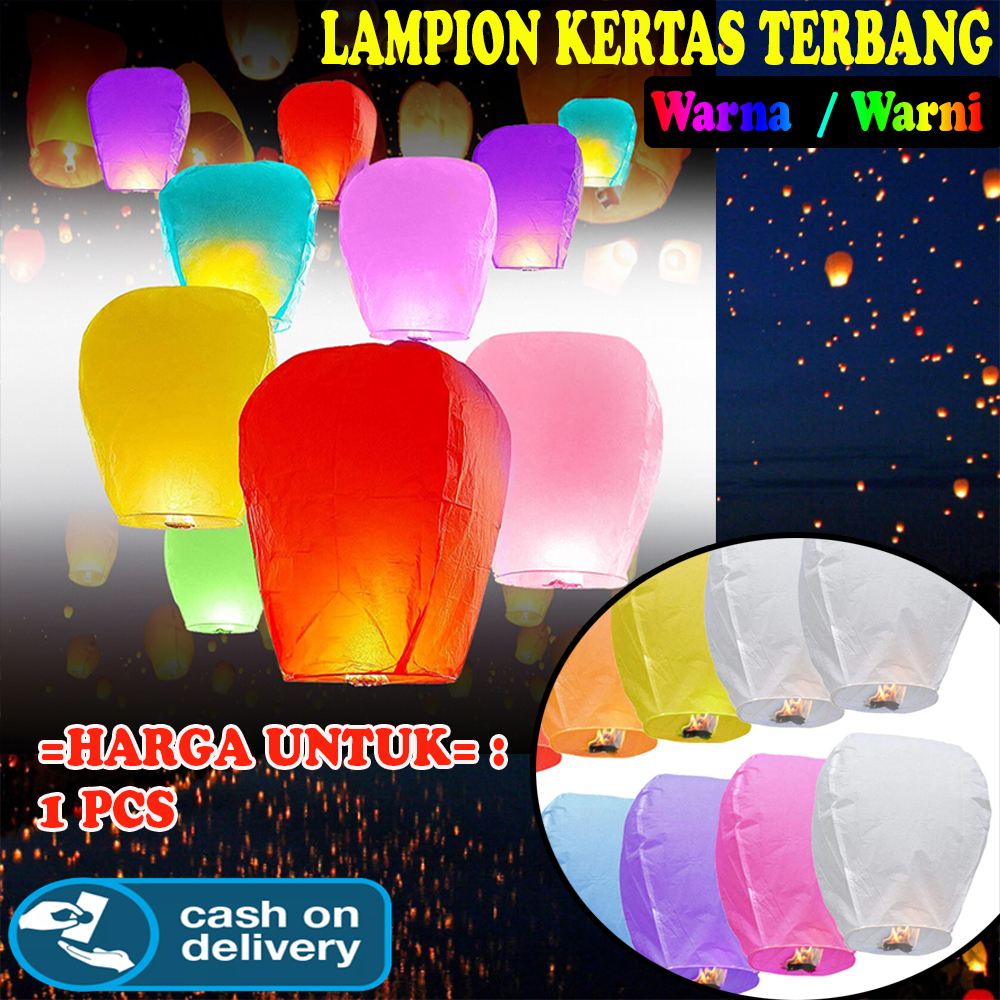 QCF Lampion Kertas Terbang 1 PCS Sky Lantern Lampion Imlek Chinese ...