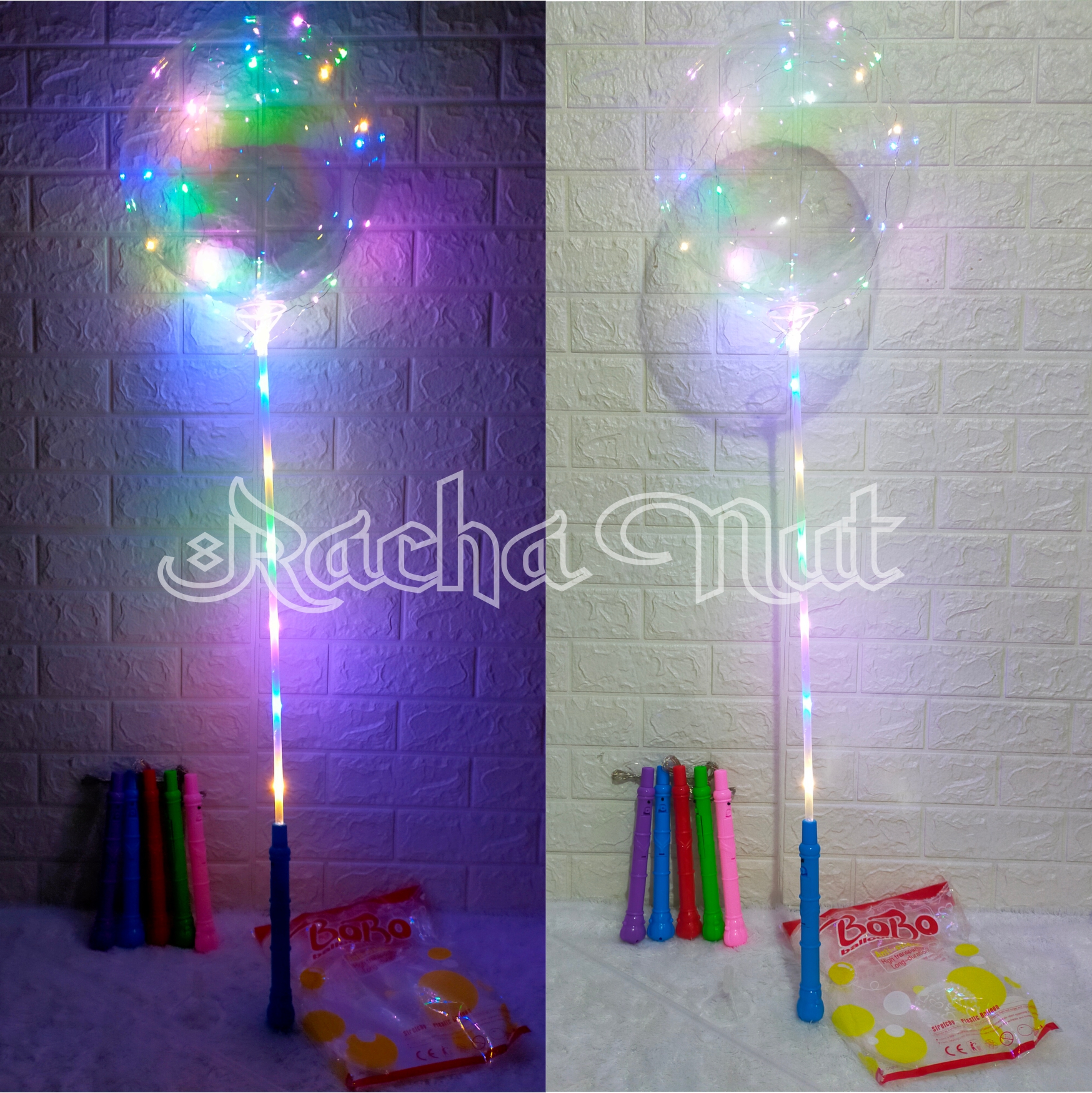Balon Lampu LED Tumblr Gagang Helium Warna Warni Rainbow Balon LED ...