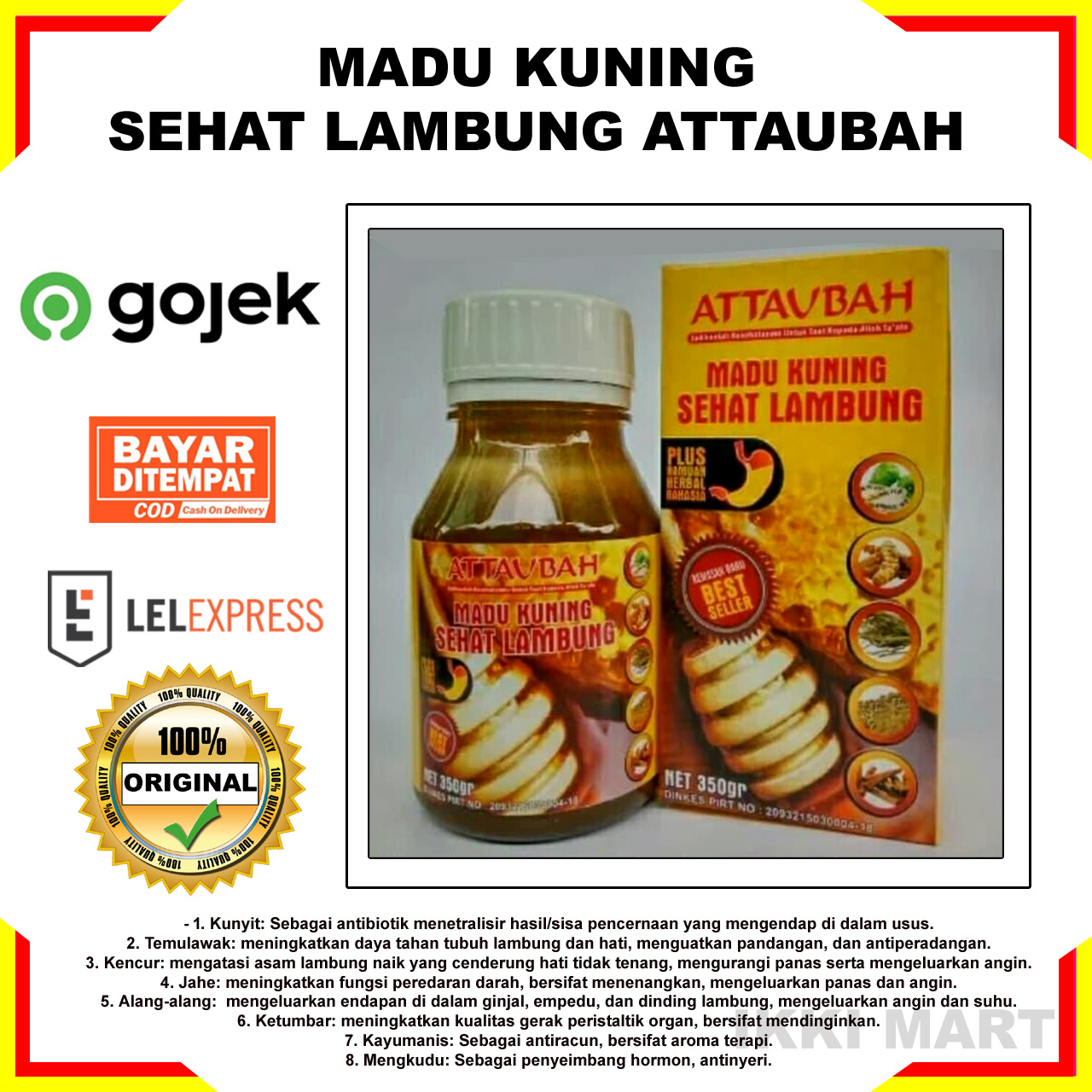 Madu kuning sehat lambung attaubah isi 350 gram | Madu buat maag ...