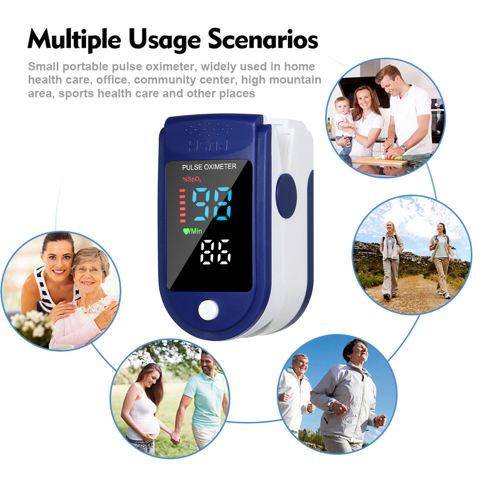 Fingertip Pulse Oximeter Mini SpO2 Monitor Oxygen Saturation Monitor ...