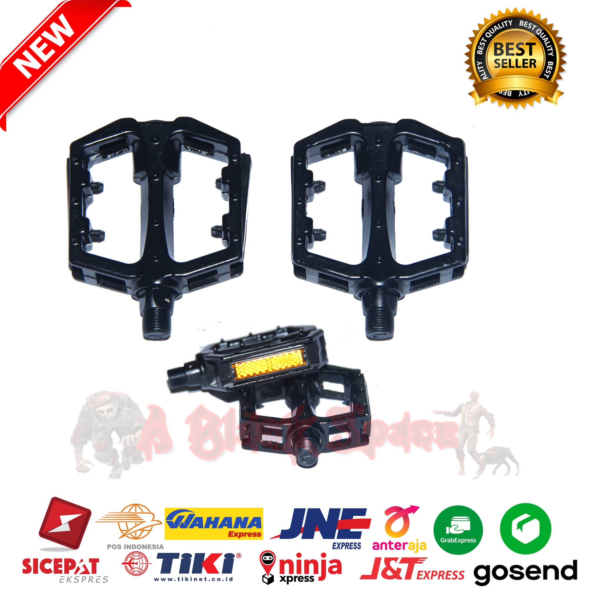 Pedal Alloy As Besar Hitam Tapak Lebar Pedal Sepeda MTB | Lazada Indonesia